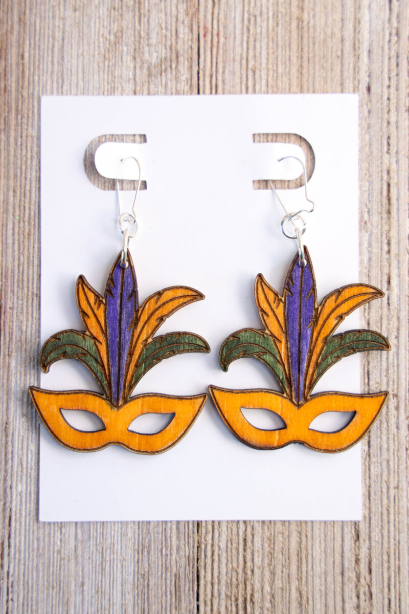 How to Make Mardi Gras Mask Earrings with xTool M1 - Kellys Thoughts On ...